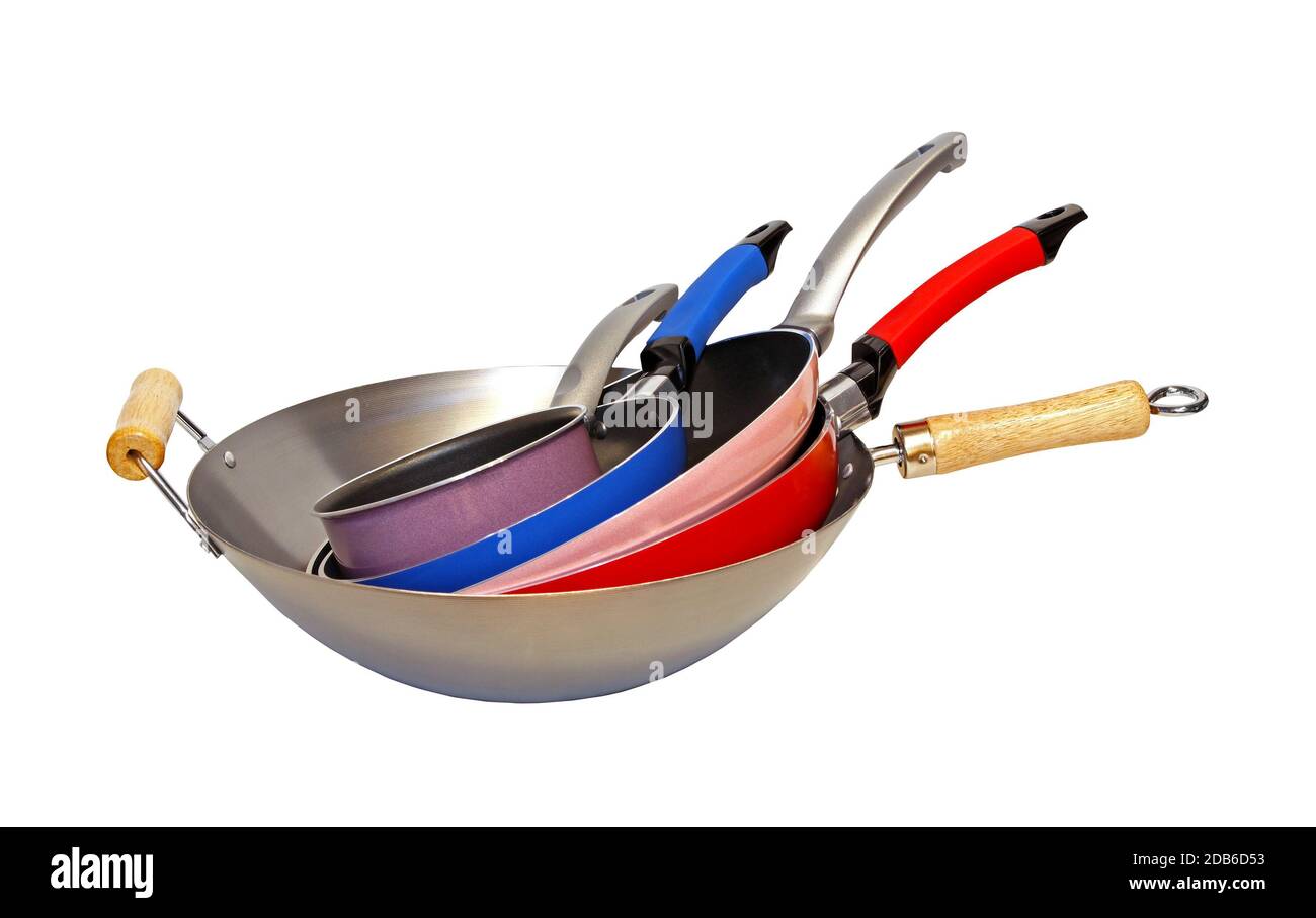 Large set of kitchen pots isolated with clipping pth included Stock ...