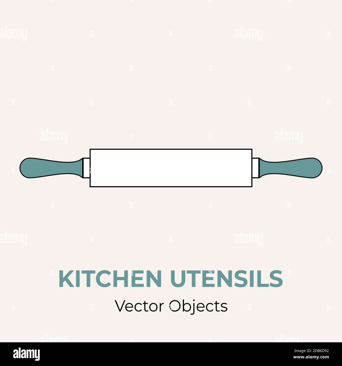 Rolling pin simple form vector illustration. Vector line illustration ...