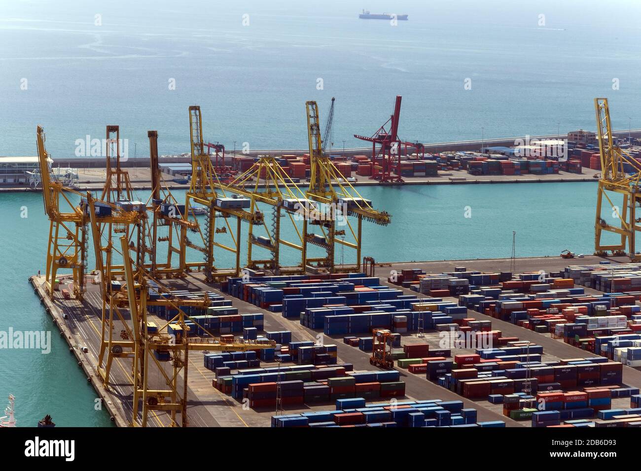 Container, commercial, industrial and logistics sea Port of Barcelona ...