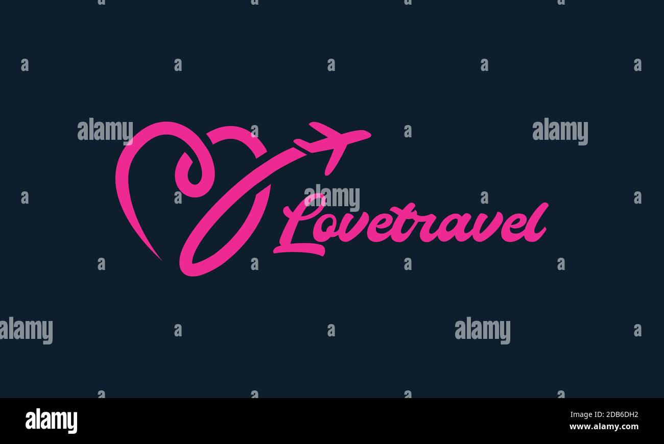 love or heart line with airplane fly travel transportation logo icon ...