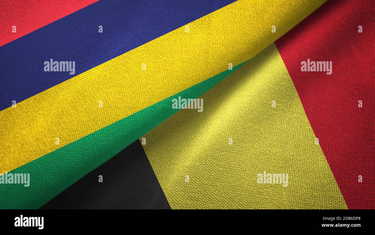 Mauritius and Belgium two flags textile cloth, fabric texture Stock ...