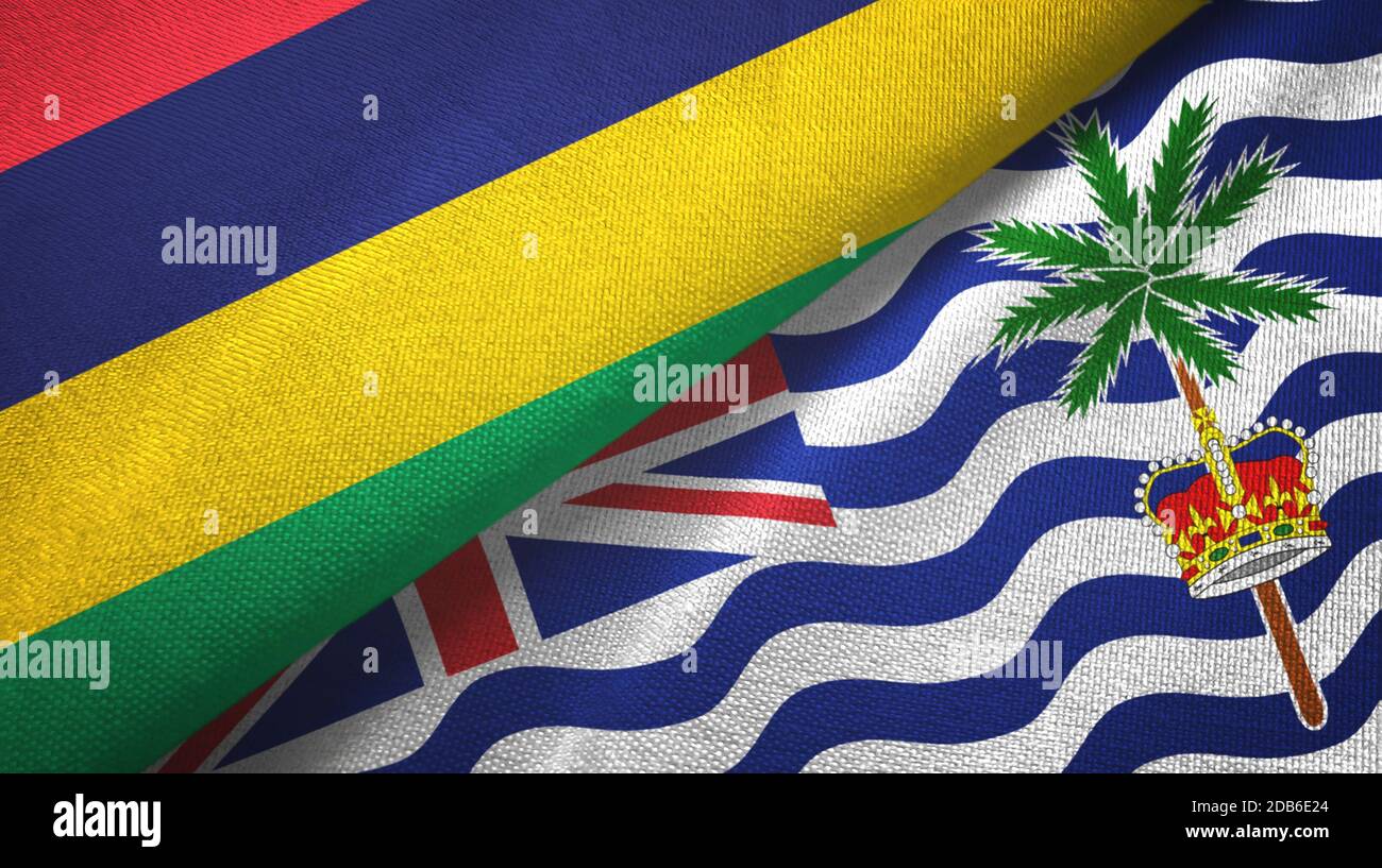 Mauritius and British Indian Territory two flags textile cloth, fabric ...