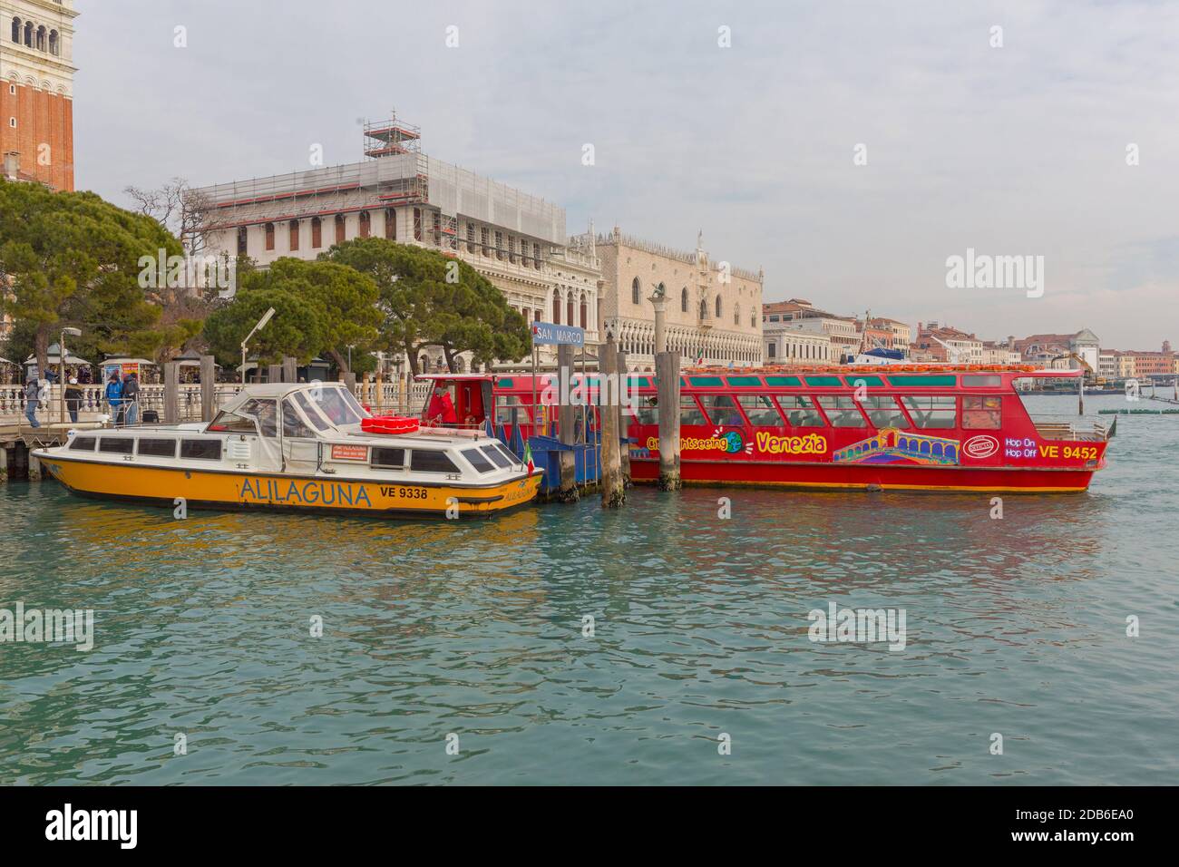 Venice, Italy - January 9, 2017: Long Red Boat for Tourists Sightseeing ...