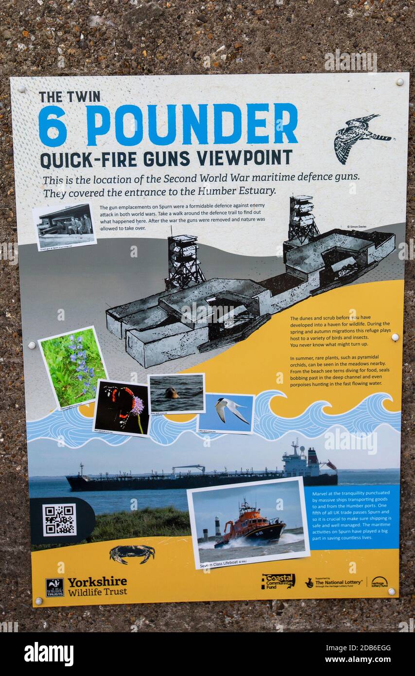 A poster about the old second world war guns on Spurn Point National ...