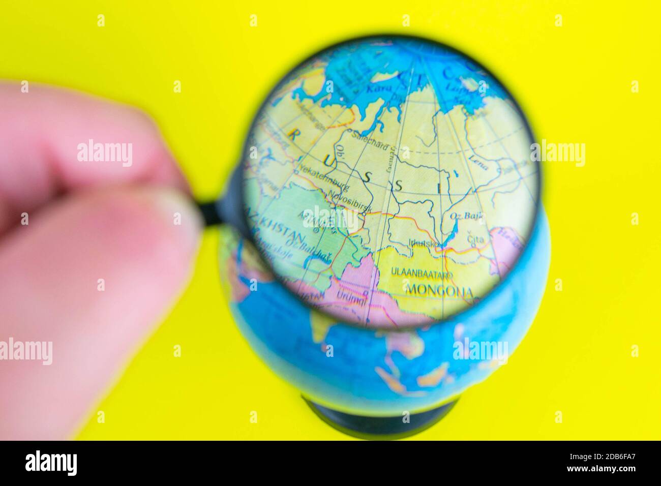 World map russia magnify hi-res stock photography and images - Alamy