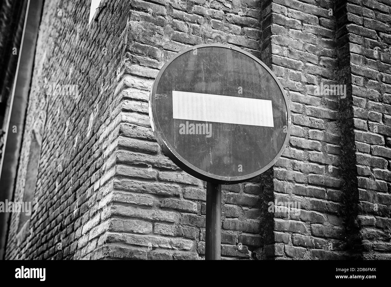 Trespassing sign in the city, detail of a signal and traffic ...