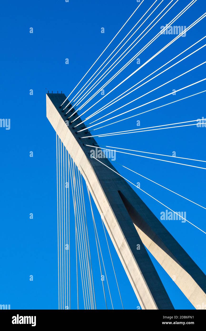 Particular view of Franjo Tudman bridge in Dubrovnik, Croatia, optical ...