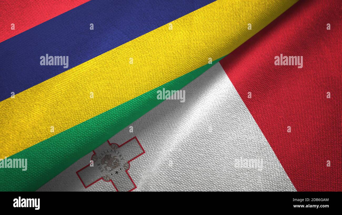 Mauritius and Malta two flags textile cloth, fabric texture Stock Photo ...