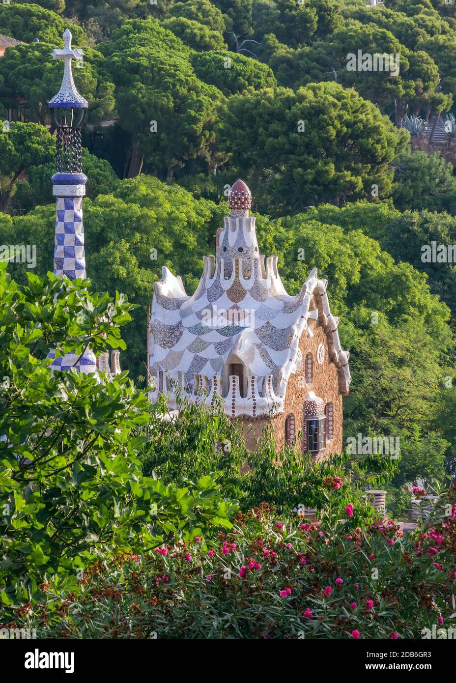 BARCELONA Park Guell architecture mosaics of Antonio Gaudi located on ...