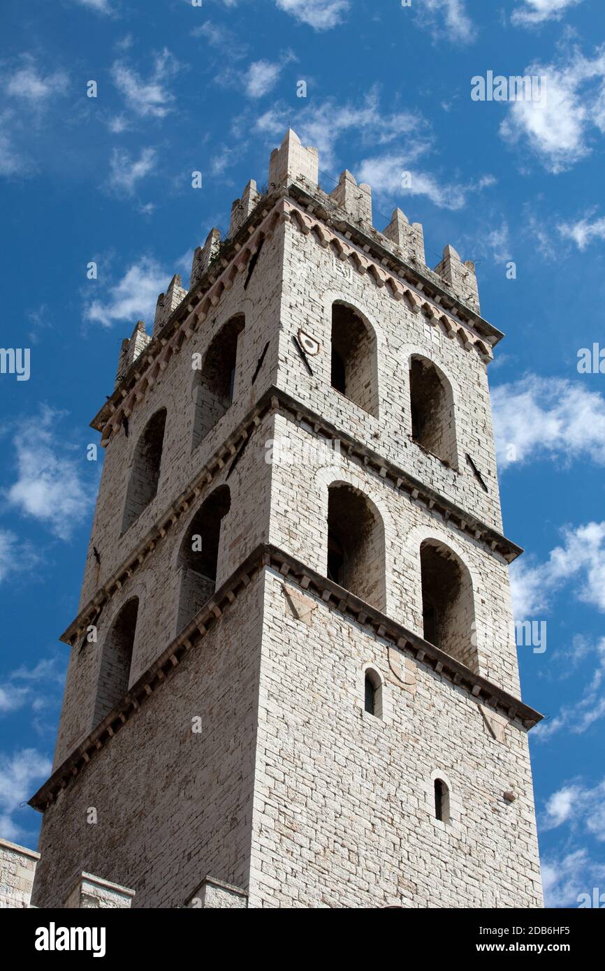 The tower of the Temple of Minerva in Assisi, Italy Stock Photo - Alamy