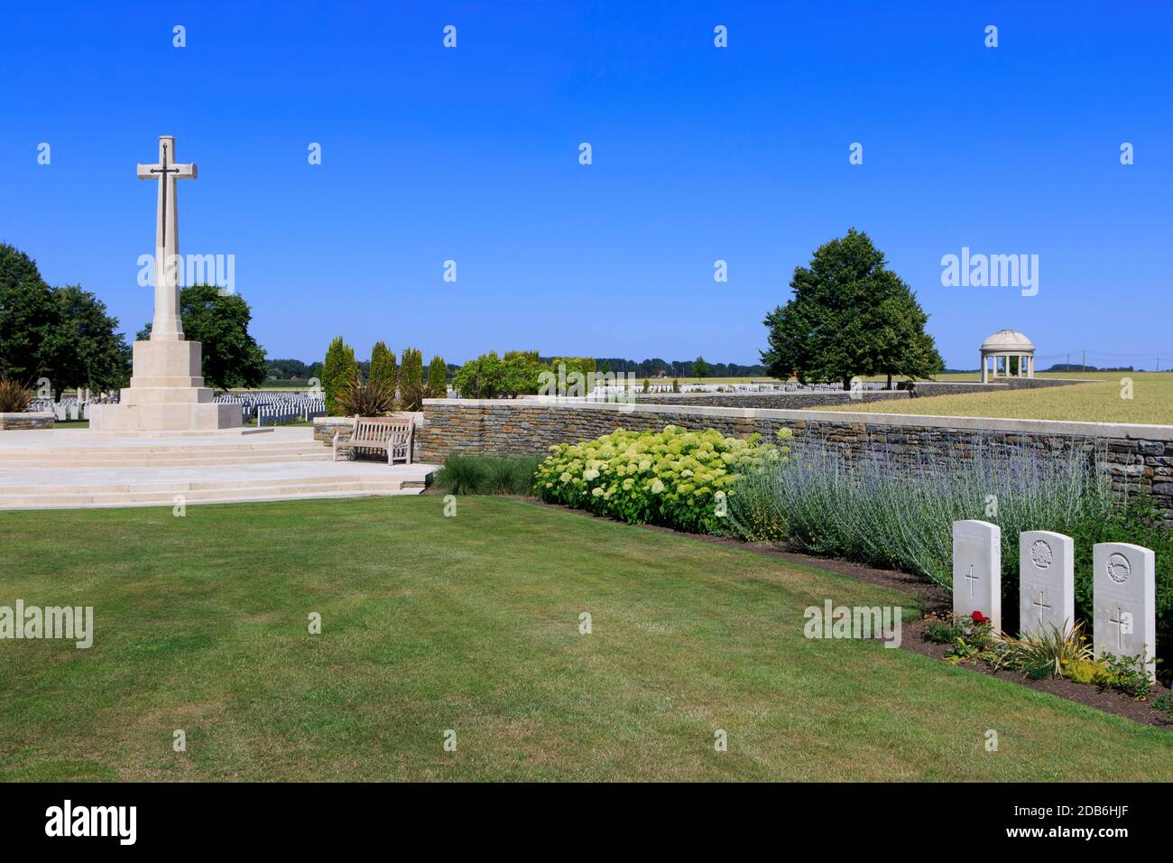 The Cross of Sacrifice and gazebo at the (World War I & II) Bedford ...