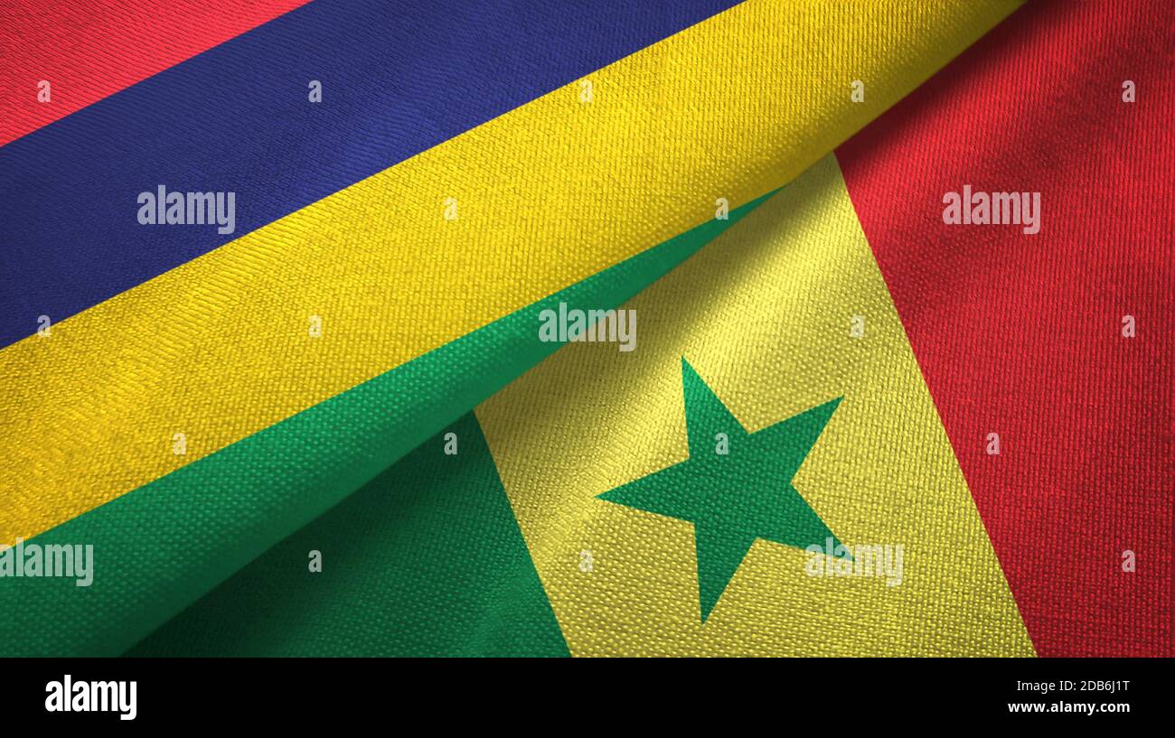 Mauritius and Senegal two flags textile cloth, fabric texture Stock ...
