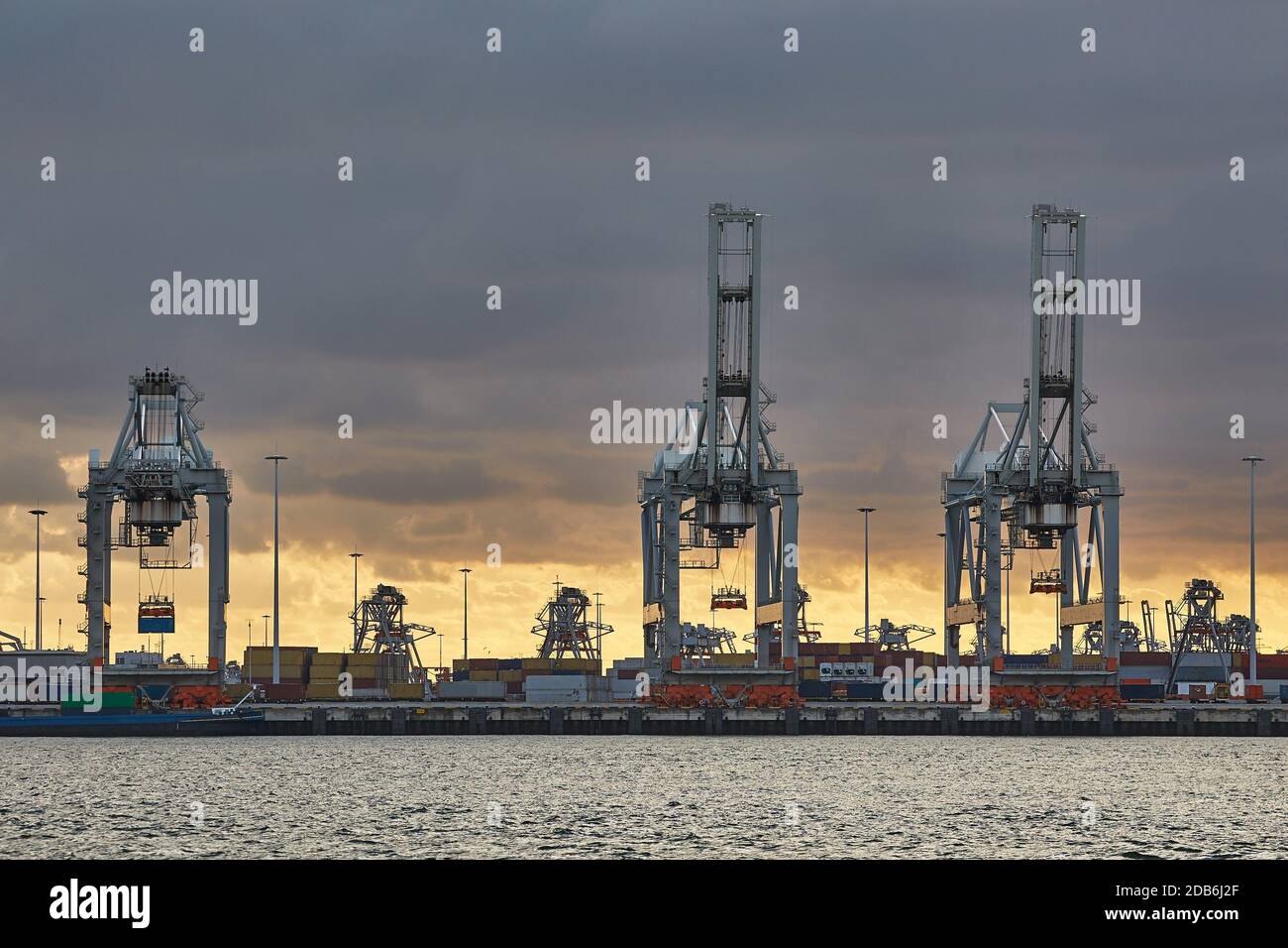 Cranes of a container shipping terminal Stock Photo - Alamy