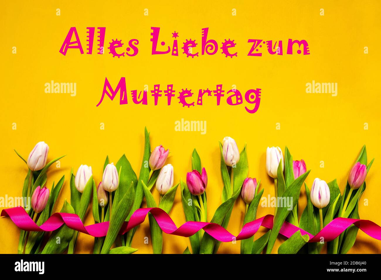 German Text Alles Liebe Zum Muttertag Means Happy Mothers Day. White ...