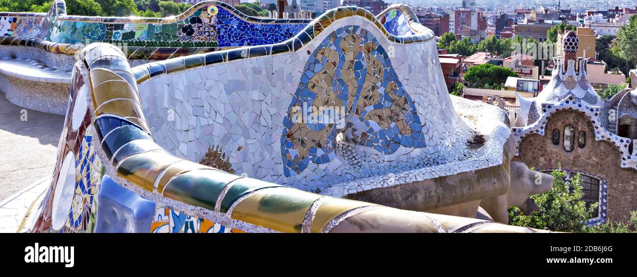 Mosaic seating park guell barcelona hi-res stock photography and images ...