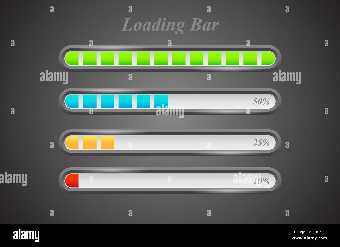Modern color loading bars set on grey background Stock Vector Image ...