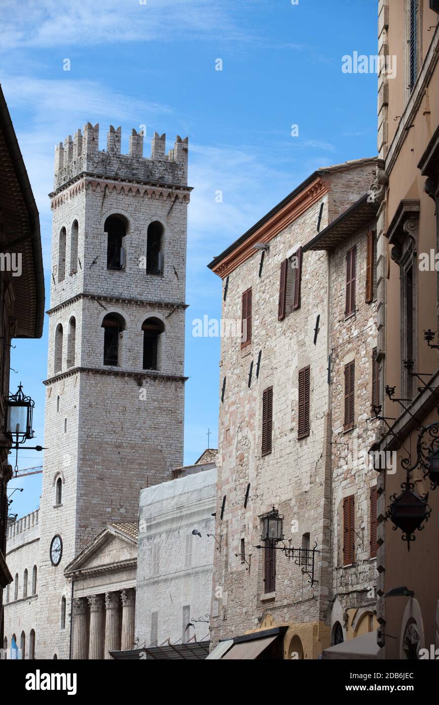 The tower of the Temple of Minerva in Assisi, Italy Stock Photo - Alamy