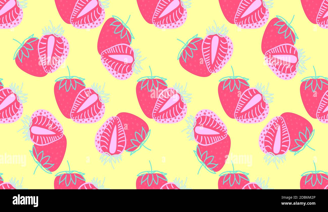 Seamless pattern of Strawberrys virtual background for Zoom. Whole and ...