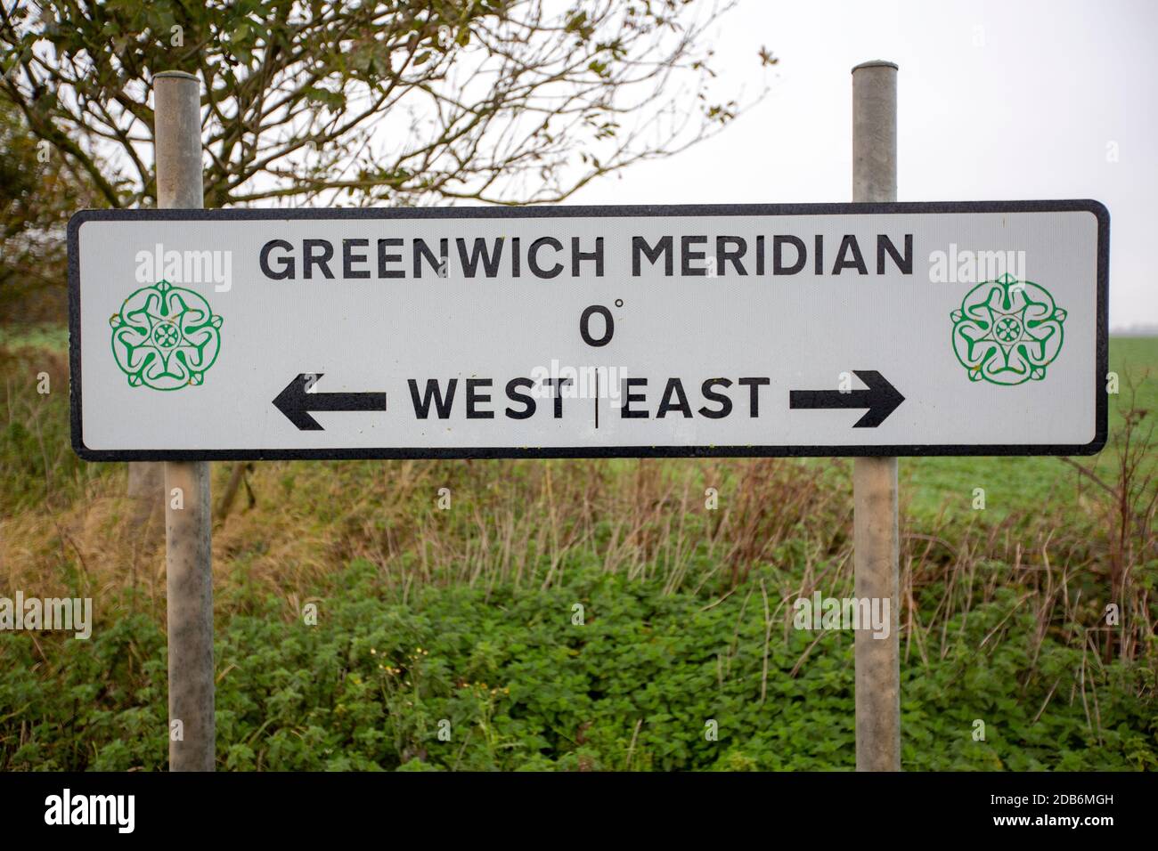A Greenwich Meridian sign near Hull in Yorkshire, UK Stock Photo - Alamy