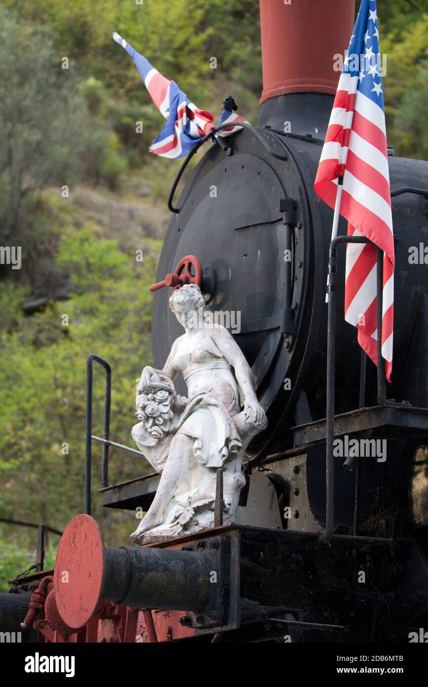 marble sculpture on the old locomotive Stock Photo - Alamy
