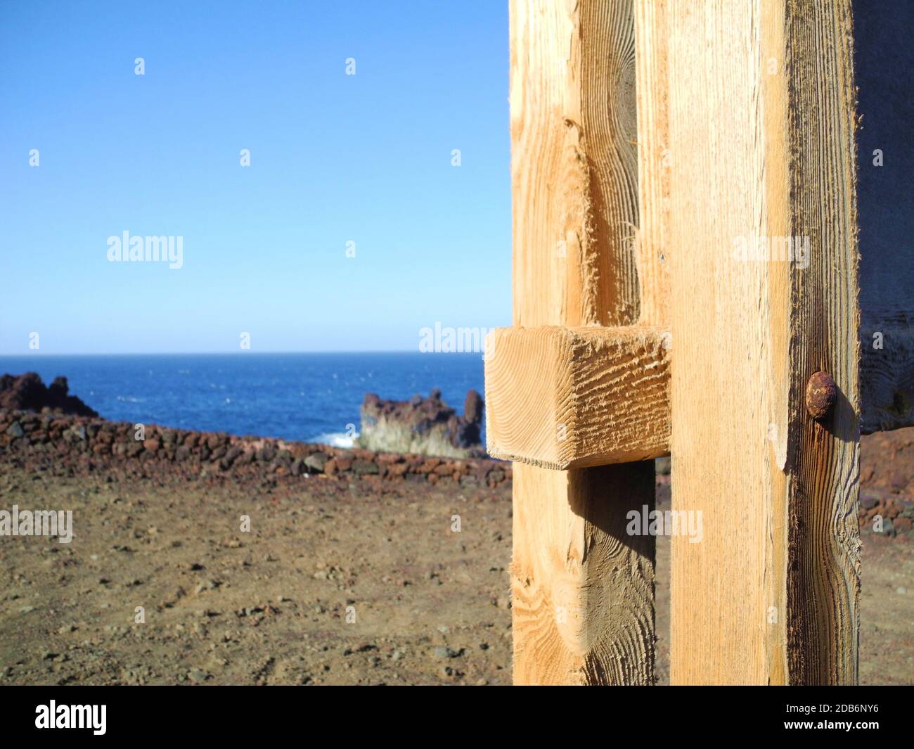 A worn out Timber Structure at the atlatic ocean pure colours Stock ...