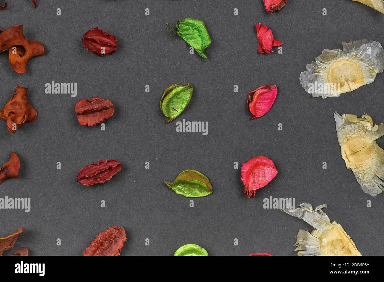 Dry aromatic potpourri leaves close-up. Background of colored aromatic ...