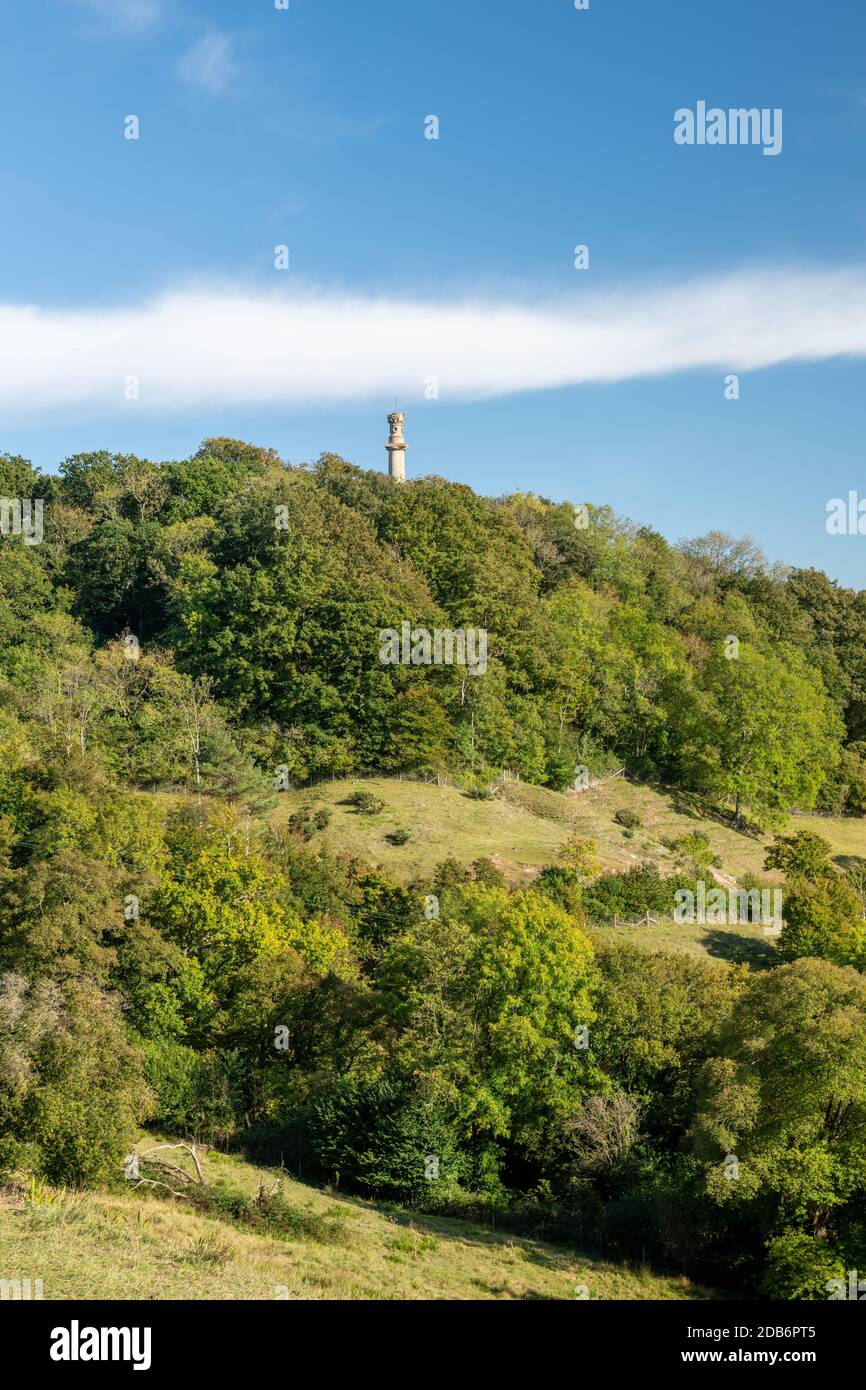 Landscape photo of the Admiral Hood Monument on the Polden Way footpath ...