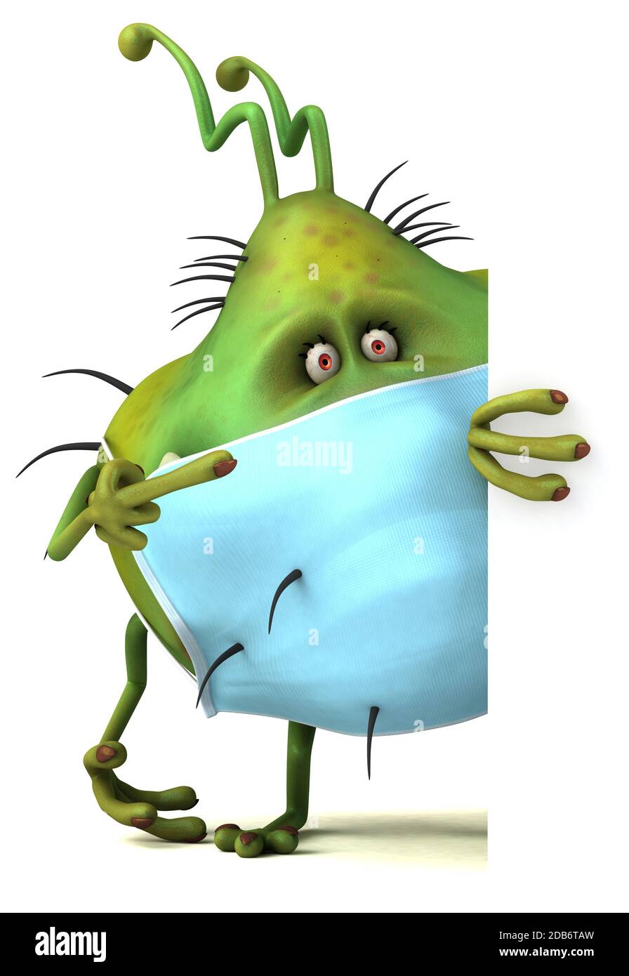 3D Illustration of a bug monster with a mask Stock Photo - Alamy