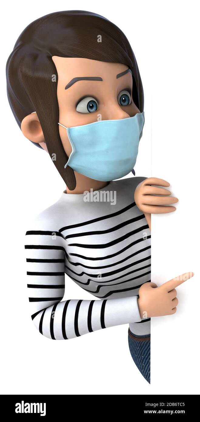 3D Illustration of a cartoon woman with a mask Stock Photo - Alamy