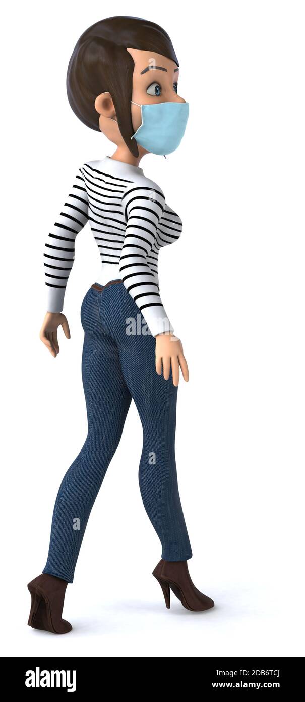 3D Illustration of a cartoon woman with a mask Stock Photo - Alamy