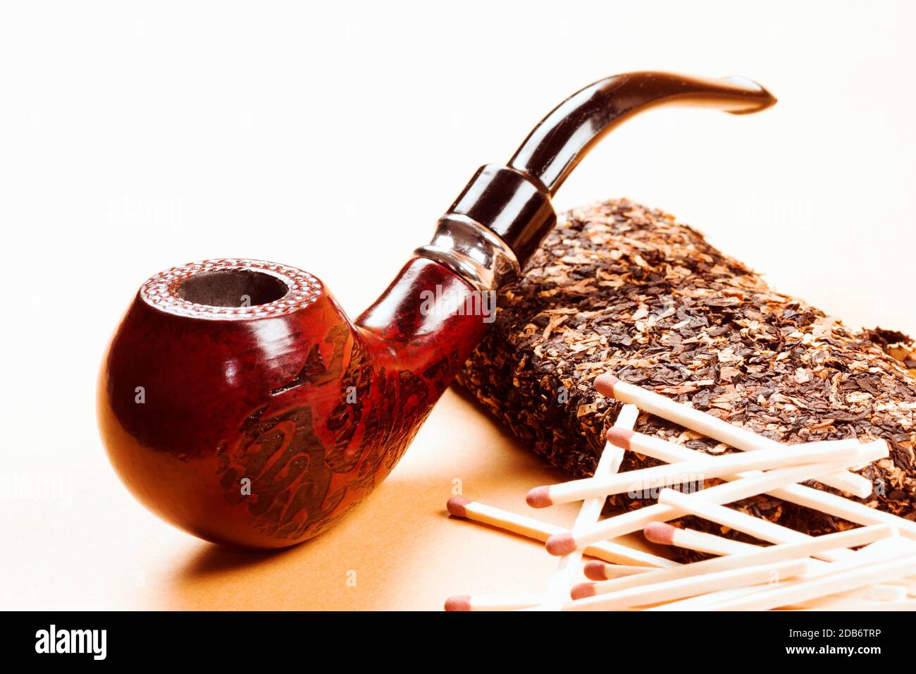 Set of tobacco pipe or smoking pipe from pipe, tobacco and matches ...