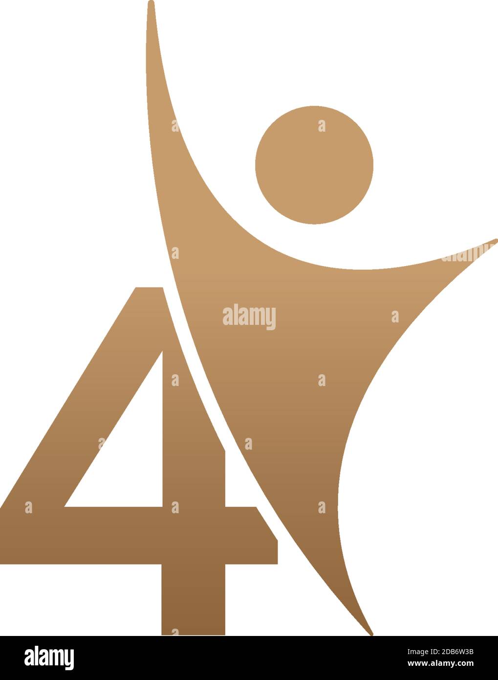 Number 4 icon logo with abstrac sucsess man in front, alphabet logo ...