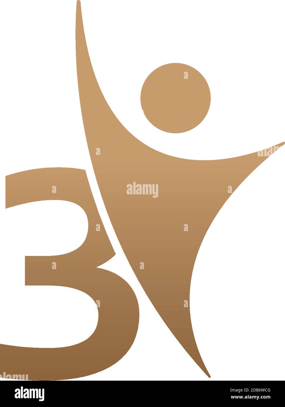 Number 3 icon logo with abstrac sucsess man in front, alphabet logo ...