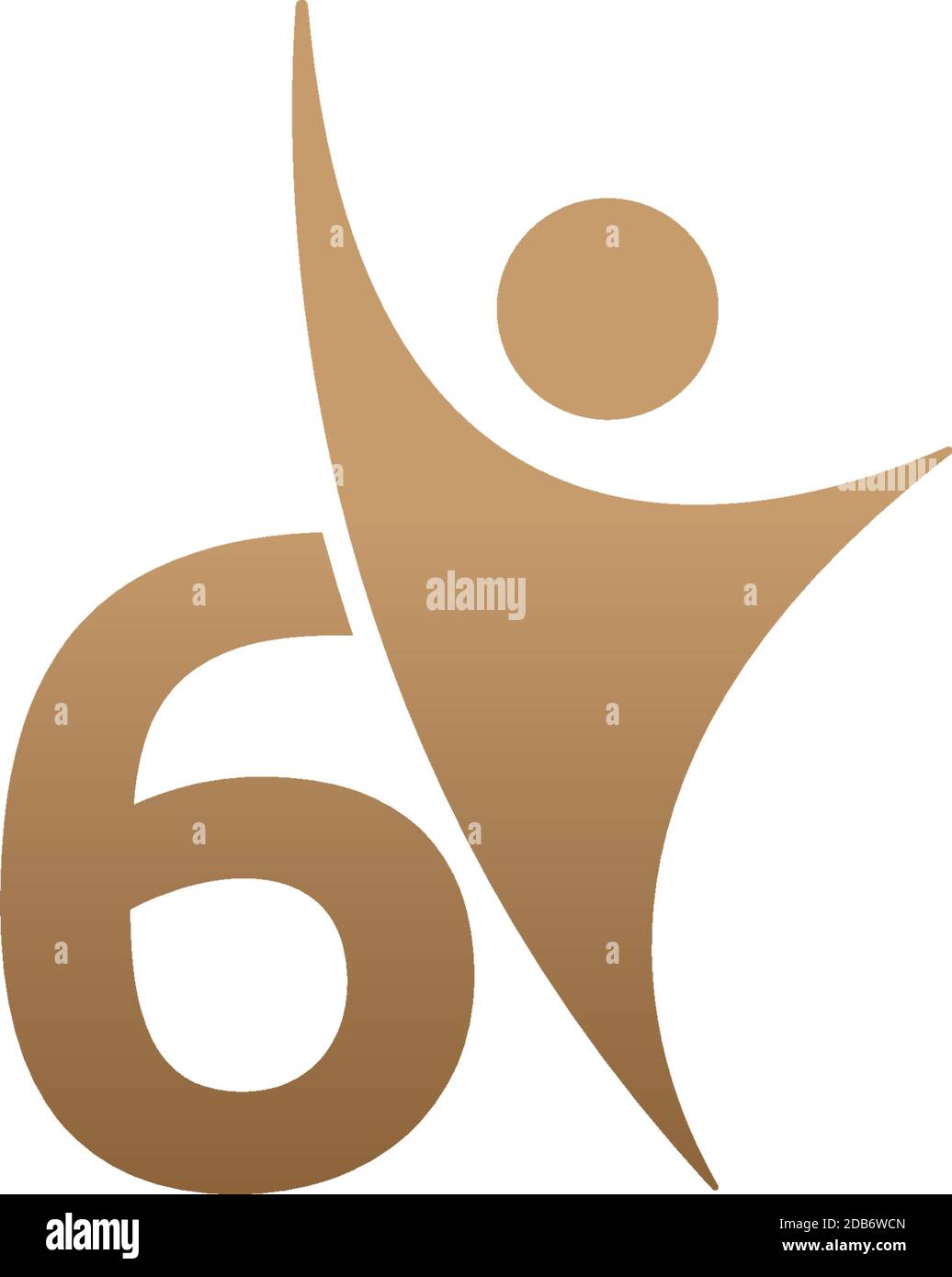 Number 6 icon logo with abstrac sucsess man in front, alphabet logo ...