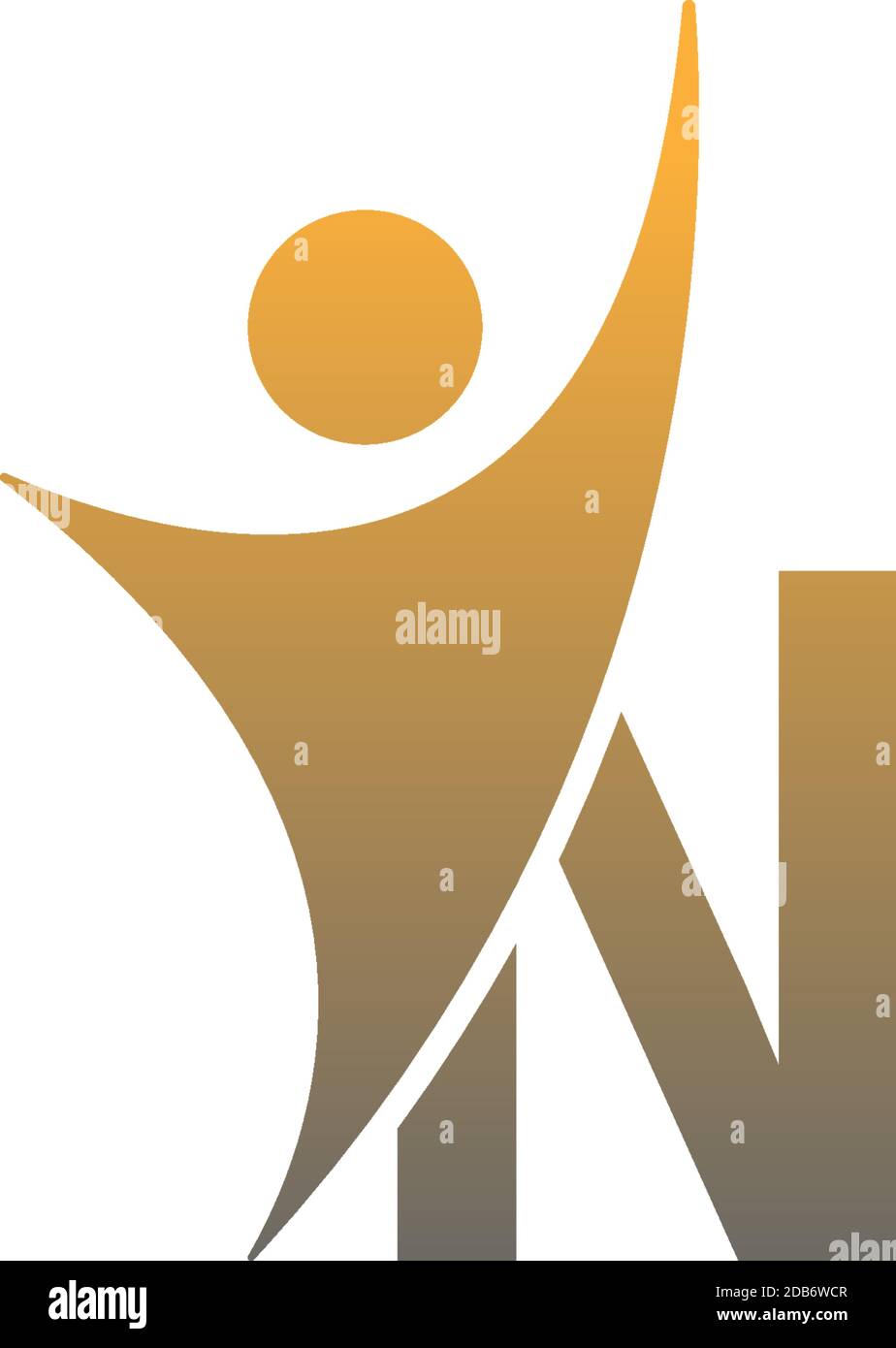 Letter N icon logo with abstrac sucsess man in front, alphabet logo ...