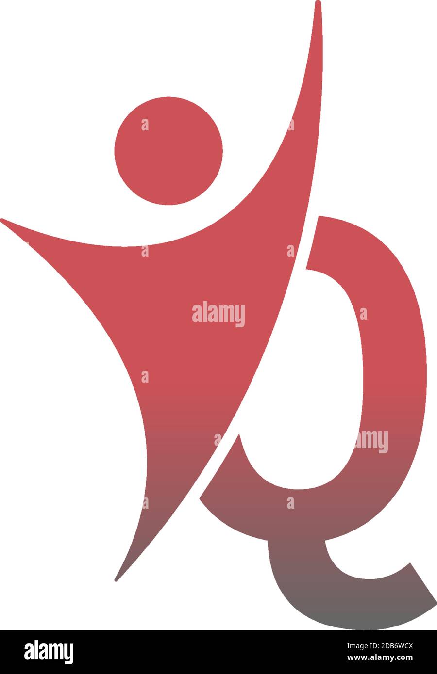 Letter Q icon logo with abstrac sucsess man in front, alphabet logo ...