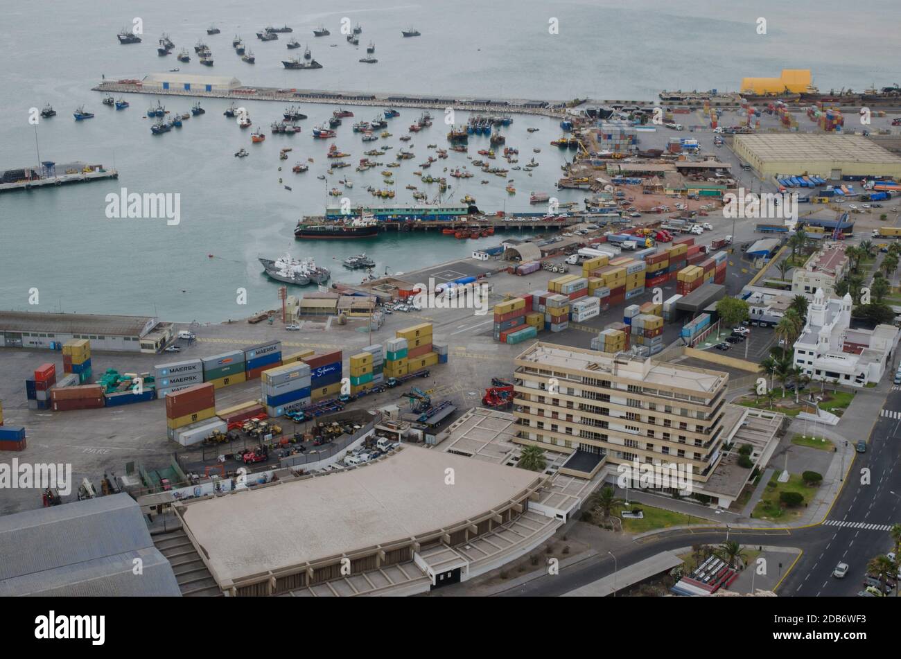 City of Arica with the Arica Port. Arica y Parinacota Region. Chile ...