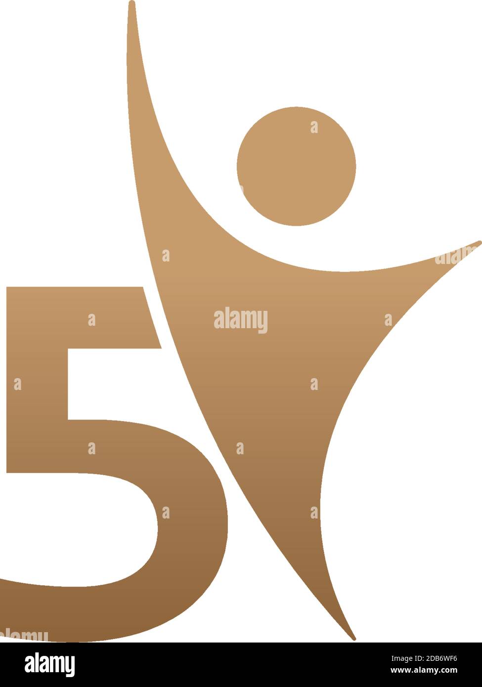 Number 5 icon logo with abstrac sucsess man in front, alphabet logo ...