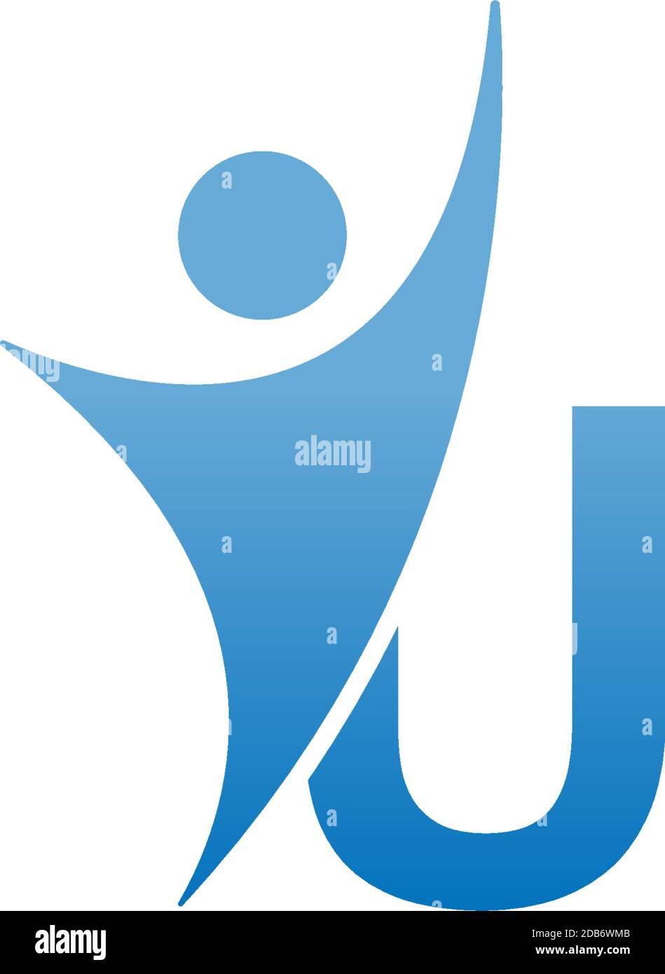 Letter U icon logo with abstrac sucsess man in front, alphabet logo ...