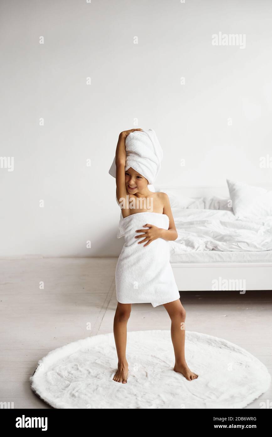 Child shower bathroom towel hi-res stock photography and images - Alamy