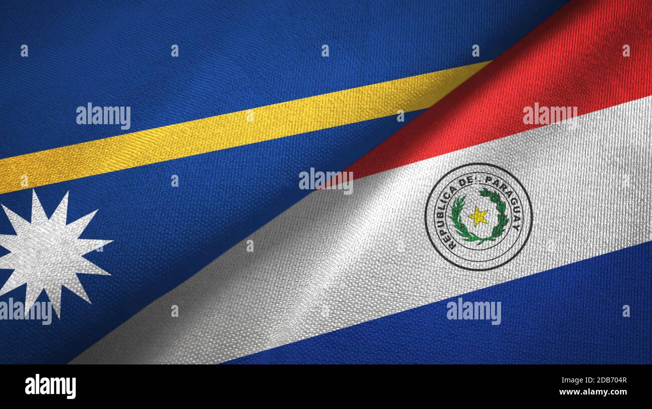 Nauru and Paraguay two flags textile cloth, fabric texture Stock Photo ...