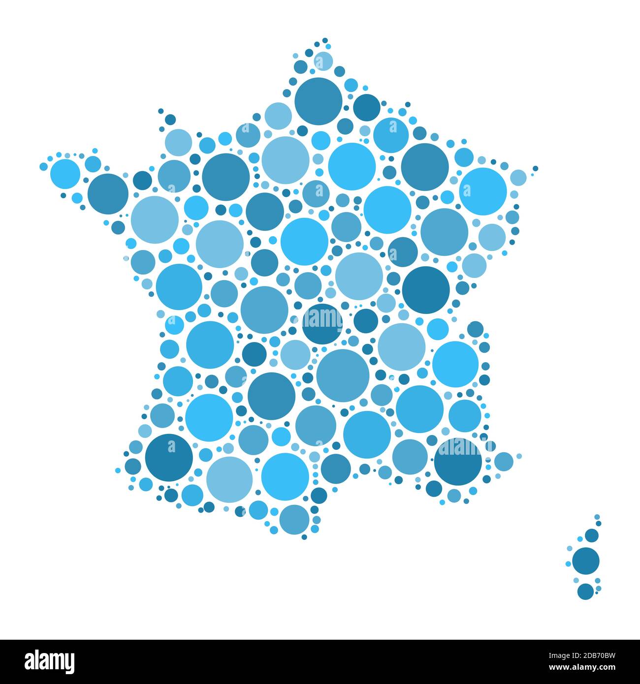 France map mosaic of circles in various sizes. Blue dotted vector map ...