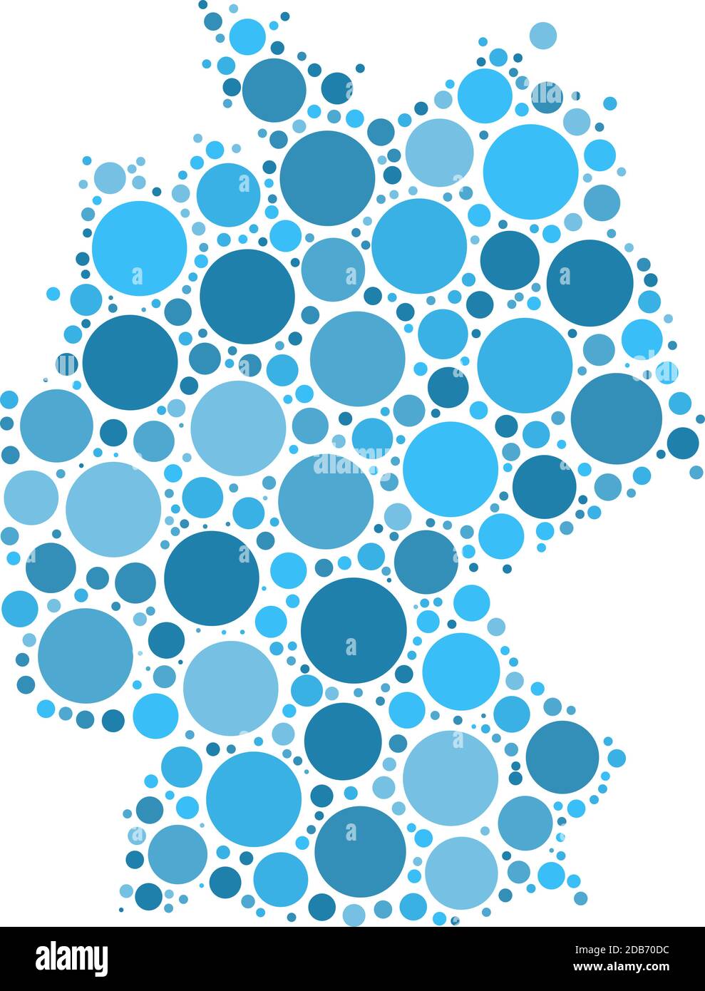 Germany map mosaic of circles in various sizes. Blue dotted vector map ...