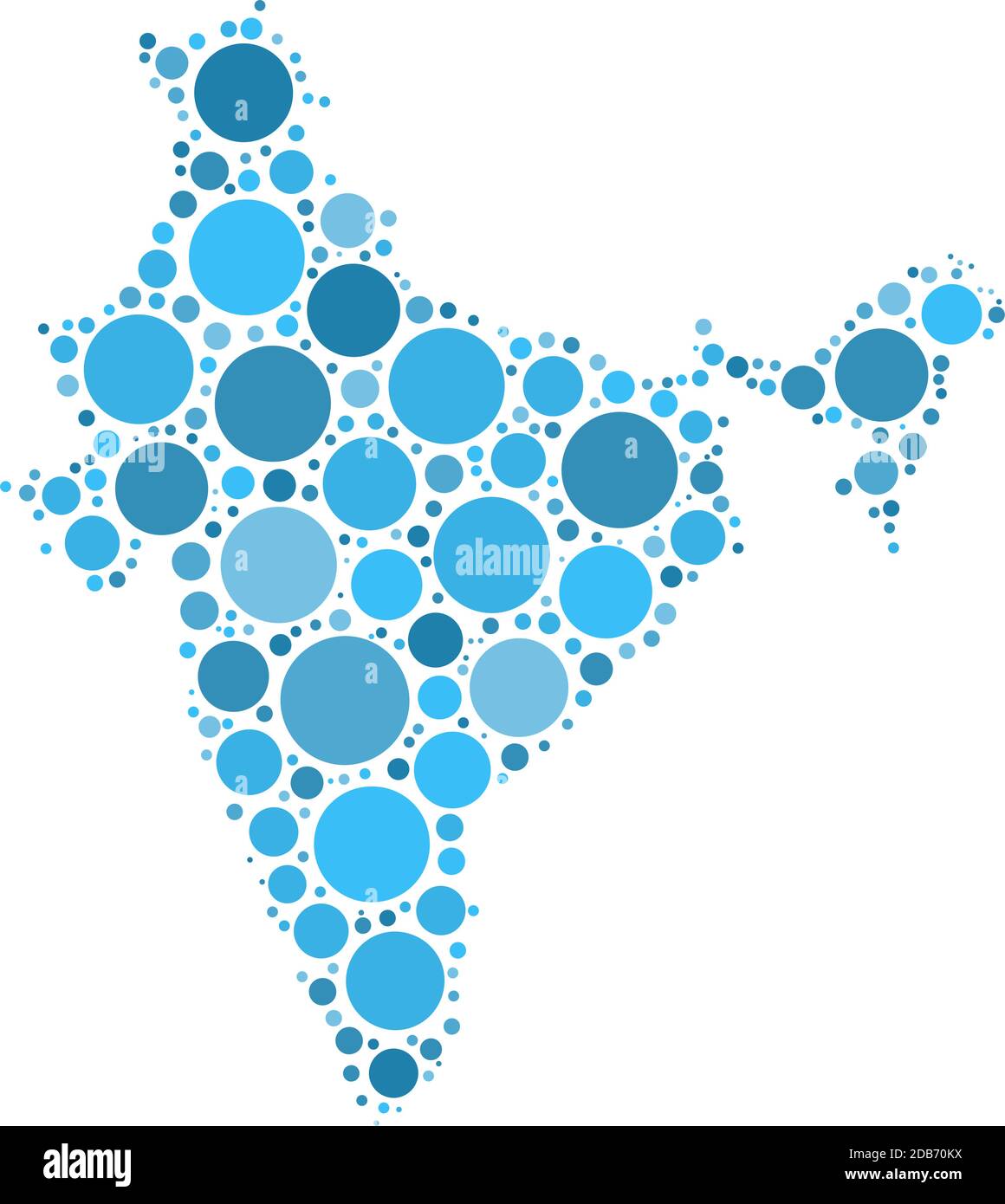 India map mosaic of circles in various sizes. Blue dotted vector map on ...