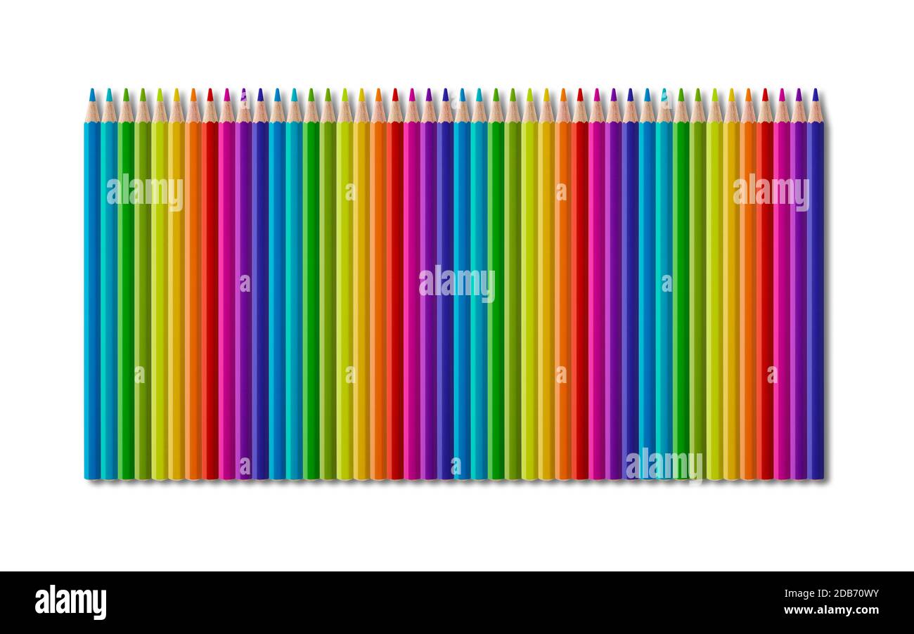 Set of rainbow color wooden pencil collection isolated on white ...
