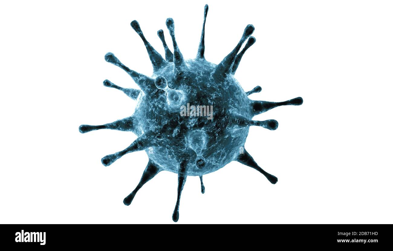 Microscopic view of influenza virus cells. 3D medical illustration ...