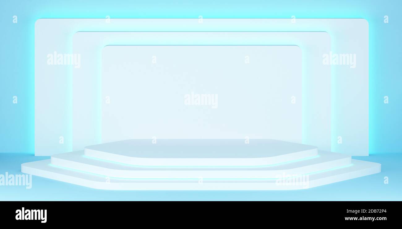 pastel wide stage podium in backlit colors. 3d rendering Stock Photo ...