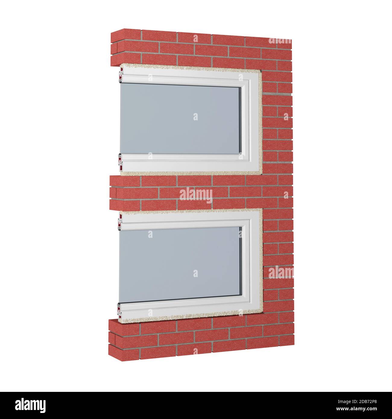 number 3 made of bricks and fragment of window isolated on white. 3d ...