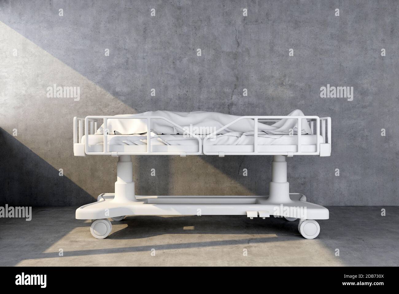 human covered with white cloth in the basement. 3d rendering Stock ...