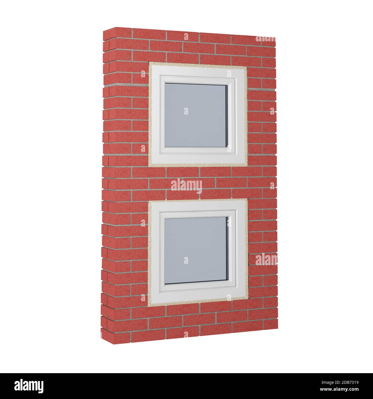number 8 made of bricks and fragment of window isolated on white. 3d ...